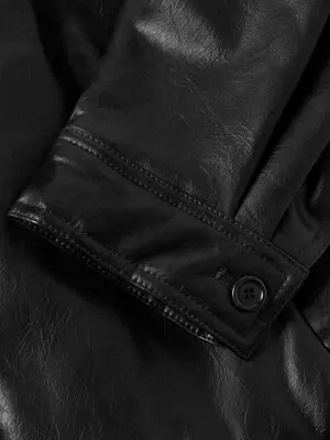 AMOMENTO Padded Crinkled Faux Leather Blouson Jacket