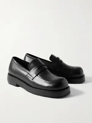 AMOMENTO Leather Penny Loafers