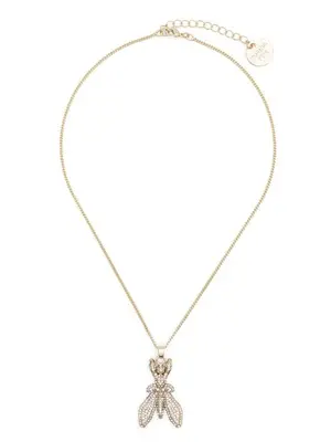 Patrizia Pepe Rhinestone-embellished Fly Necklace - Gold