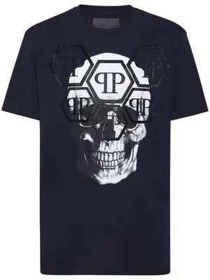 Philipp Plein Ss Stones Skull T-shirt - Blue