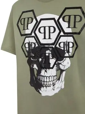 Philipp Plein Ss Stones Skull T-shirt - Green