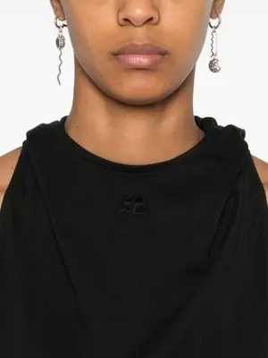 COURREGES Hooded Tank Top - Black