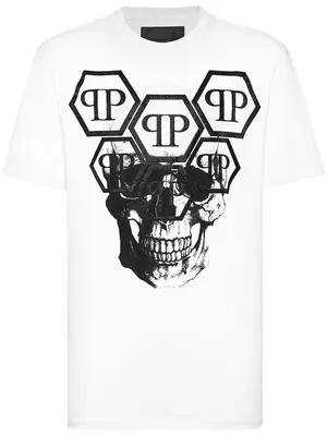 Philipp Plein Ss Stones Skull T-shirt - White