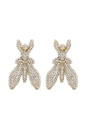 Patrizia Pepe Rhinestone-embellished Fly Earrings - Gold