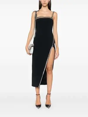 David Koma Crystal-trim Open-leg Midi Dress