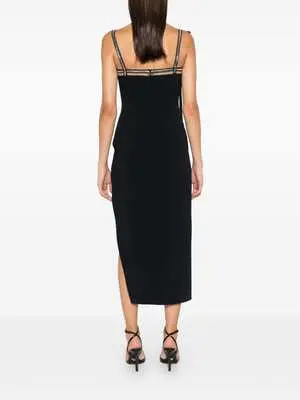 David Koma Crystal-trim Open-leg Midi Dress