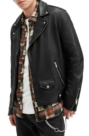 ALLSAINTS Milo Asymmetric Zip Leather Biker Jacket