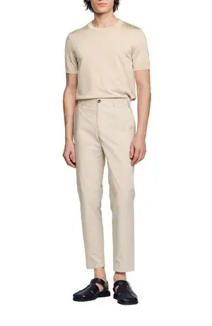 Sandro Cotton Tapered Trousers - Light Grey