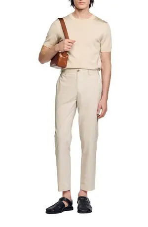 Sandro Cotton Tapered Trousers - Light Grey