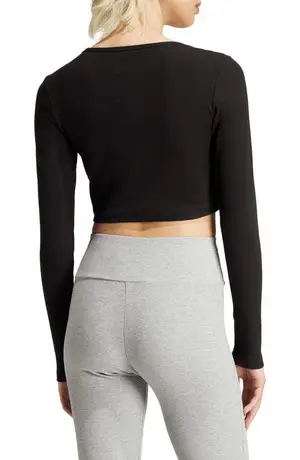 Adidas Originals Trefoil Essentials Rib Long Sleeve Crop Top