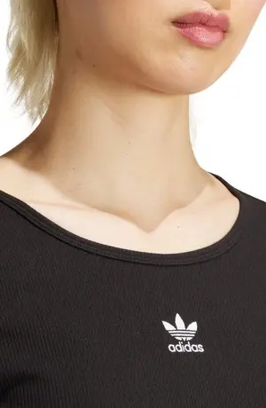 Adidas Originals Trefoil Essentials Rib Long Sleeve Crop Top