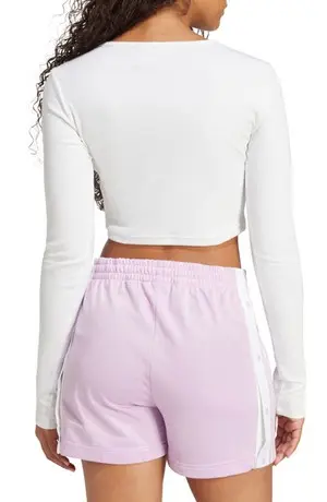 Adidas Originals Trefoil Essentials Rib Long Sleeve Crop Top - White