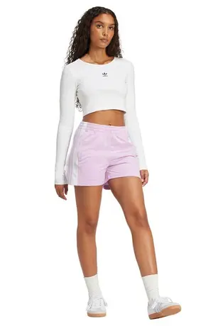 Adidas Originals Trefoil Essentials Rib Long Sleeve Crop Top - White