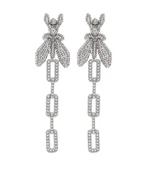 Patrizia Pepe Fly Rhinestone-embellished Dangle Earrings - Silver