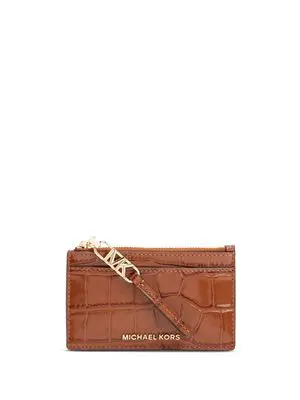 Michael Kors Crocodile-effect Card Holder - Neutrals