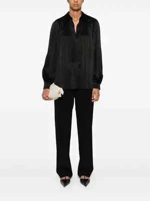Alberta Ferretti Pleated Satin Shirt - Black