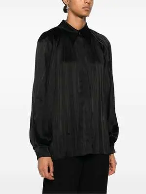 Alberta Ferretti Pleated Satin Shirt - Black