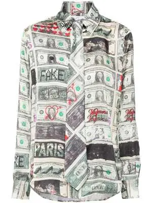 Vaquera Dollar Print Tie Detail Shirt