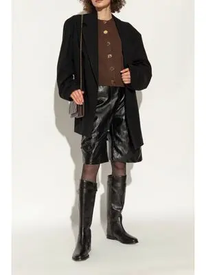 Tory Burch Calf Leather Turnlock Riding Boots - Black