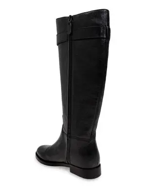 Tory Burch Calf Leather Turnlock Riding Boots - Black