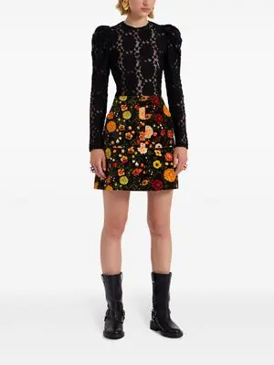La DoubleJ Floral-print A-line Skirt - Black