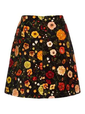 La DoubleJ Floral-print A-line Skirt - Black