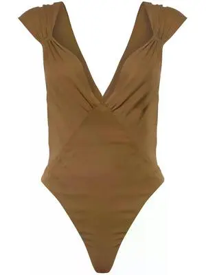 Saint Laurent Silk Blend Bodysuit - Brown