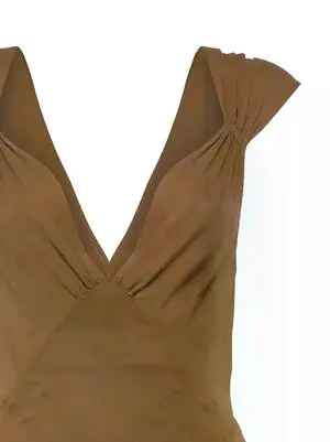 Saint Laurent Silk Blend Bodysuit - Brown