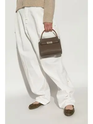 Tory Burch Lee Radziwill Pebbled Leather Bag - Brown