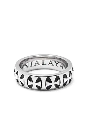 NIALAYA JEWELRY Cross-engraved Flat Ring - Silver