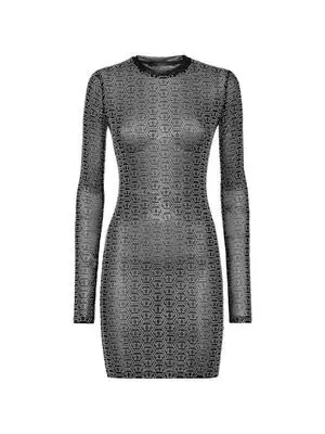 Philipp Plein Crystal-embellished Mesh Dress - Black