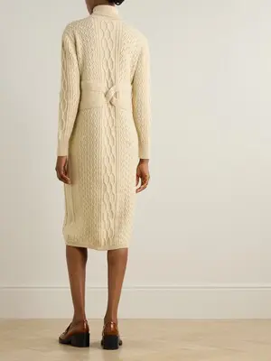 NET-A-PORTER FOR THE KING’S FOUNDATION Cable-knit Wool Turtleneck Midi Dress