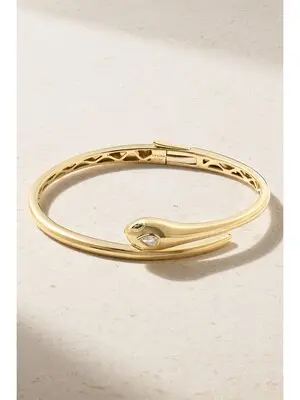 ANITA KO Snake Coil Diamond And Emerald Bracelet - Gold