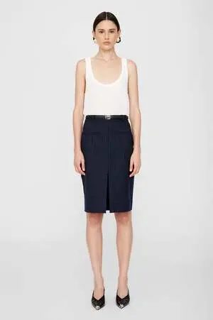 ANINE BING Kora Pinstripe Wool Blend Skirt