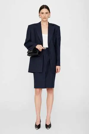 ANINE BING Kora Pinstripe Wool Blend Skirt