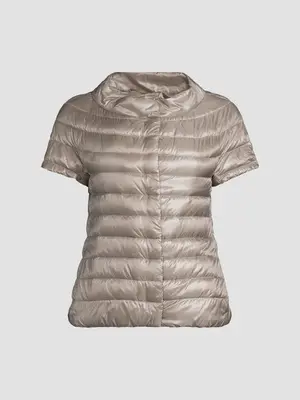 Herno Iconico Emilia Cap-sleeve Down Puffer Jacket - Tortora
