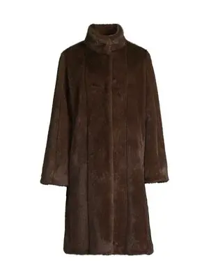 ET OCHS-Women's Faux Mink Paneled Coat - Brown 