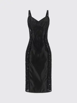 Dolce & Gabbana Satin Midi Slip Dress With Lace Inserts