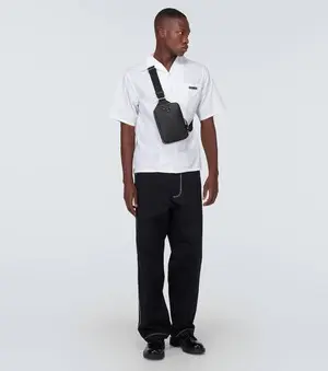 Prada Logo Leather Shoulder Bag