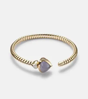 Marina B Trisolina Bypass 18kt Cuff Bracelet With Chalcedony And Diamonds - Gold