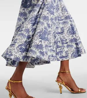 Staud Wells Printed Cotton Poplin Midi Dress