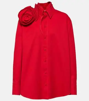 Valentino Garavani Oversized Cotton Shirt With Floral Appliqu
