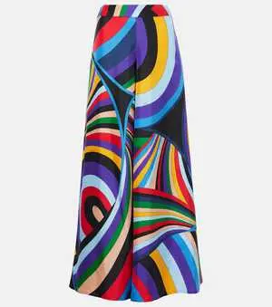 Emilio Pucci Iride Silk Twill Wide-leg Pants - Multicoloured