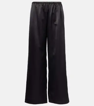 Asceno Austin Silk And Wool Wide-leg Pants - Black