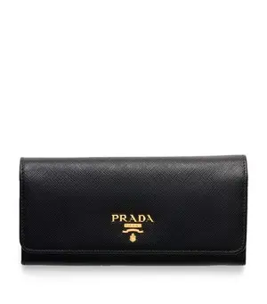 Prada Large Saffiano Leather Wallet - Black