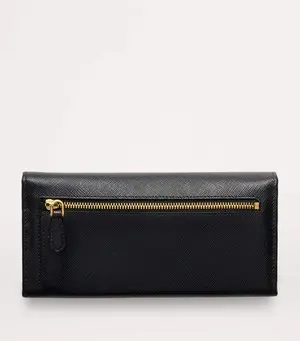 Prada Large Saffiano Leather Wallet - Black