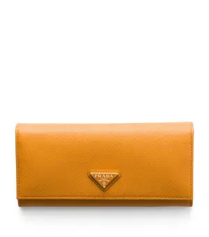 Prada Large Saffiano Leather Wallet Orange