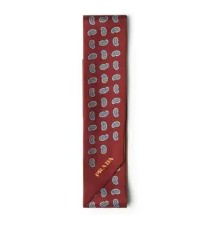Prada Silk Paisley Skinny Scarf - Burgundy