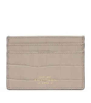 Smythson Leather Mara Flat Card Holder Beige