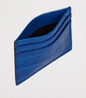 Smythson Leather Mara Flat Card Holder - Blue